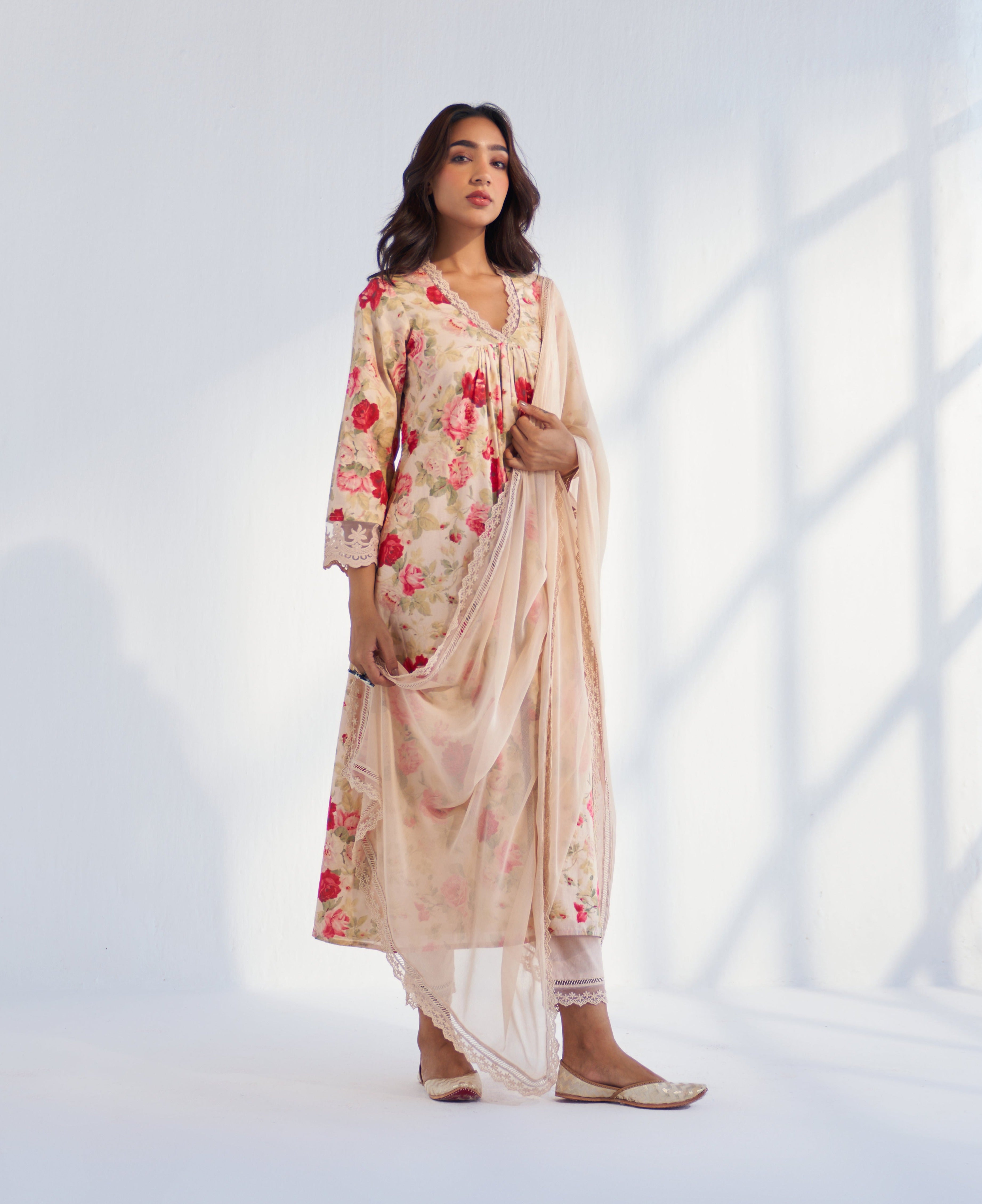 Farida Kurta Set – Roze